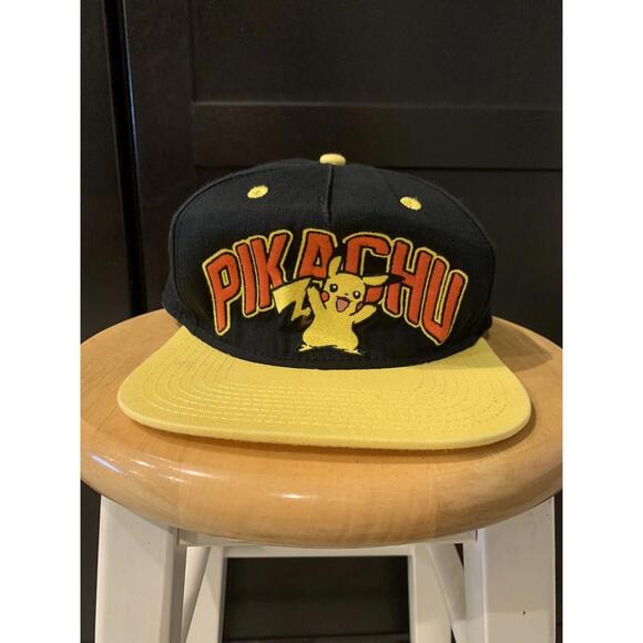 Pokemon | Accessories | 26 Pikachu Pokemon Snapback Hat Black Yellow ...